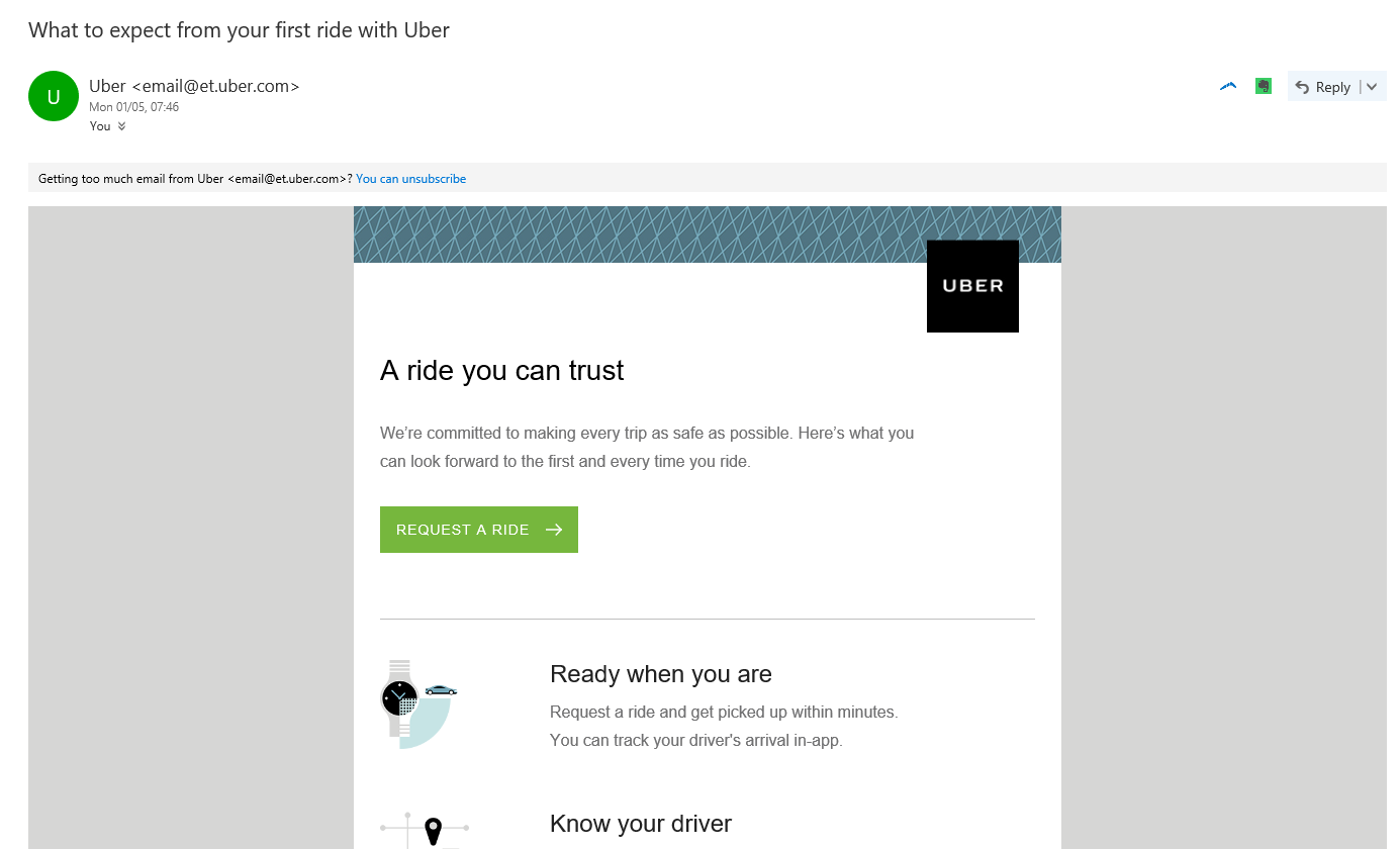 A spotlight on drip email campaigns: Uber - Marketing Blog for ...